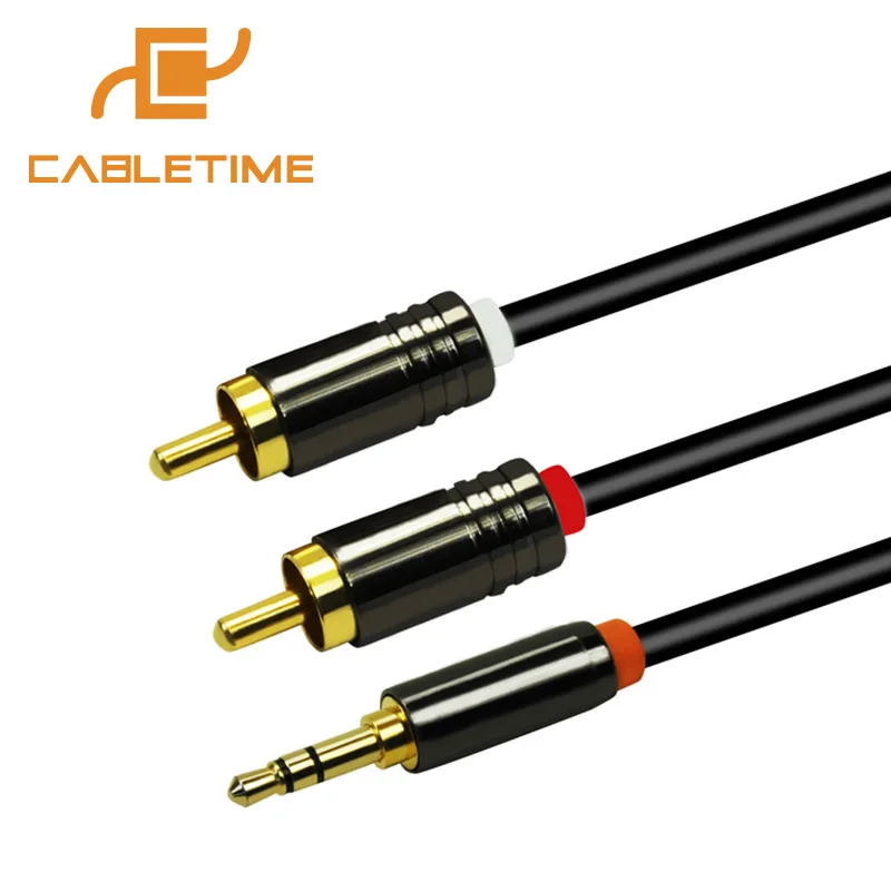 Cabletime 3.5mm Plug Jack To 2 Rca Male Stereo Audio Cable RCA 3.5mm ...