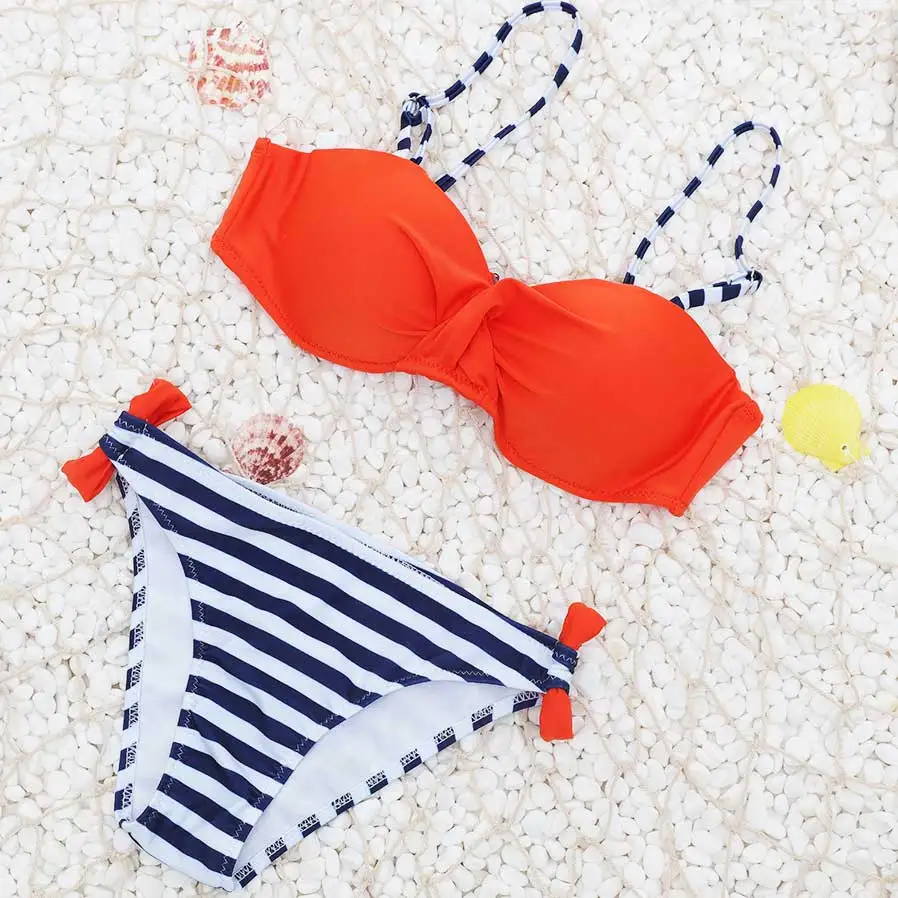Sunyokini 2018 New Bikinis Push Up Swimwear Women Sexy Swimsuit Stripe