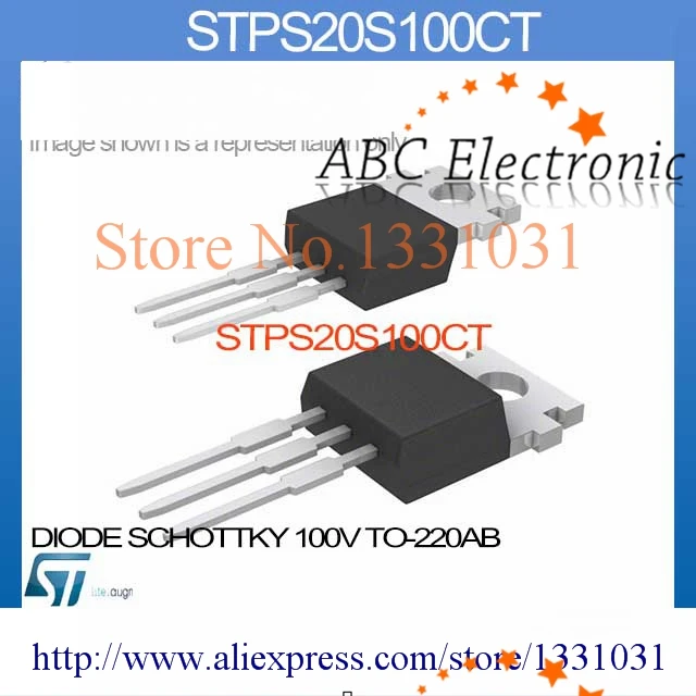 STPS20S100CT DIODE SCHOTTKY 100V TO 220AB STPS20S100CT 100 STPS20S100 STPS20S100C 100C S100 ...