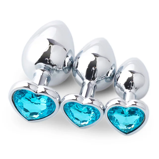 Buy 3pcs Set Luxury Metal Anal Plug Heart Shaped Anal Trainer Jewel Butt Plug