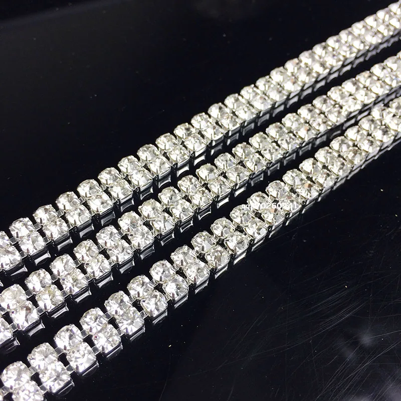 Ss12 2 Rows Rhinestones Cup Chain 1yard Lot Fancy Wholesale Crystal