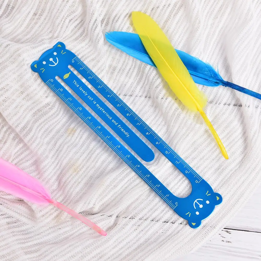 Kawaii Cartoon Frog Bear Pig Cat Metal Paper Clip Stationery Ruler For ...