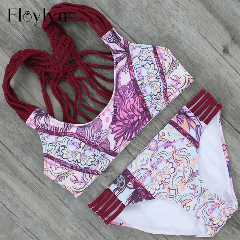 Floylyn Swimwear Women Bikini 2017 Vintage Bandage Bikinis Brazilian