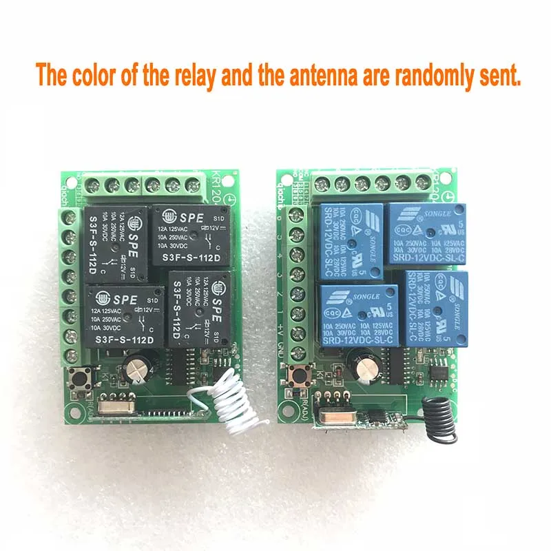 433MHz Universal Wireless Remote Control Switch DC12V 4CH Relay Receiver Module + 4 CH RF Remote ...