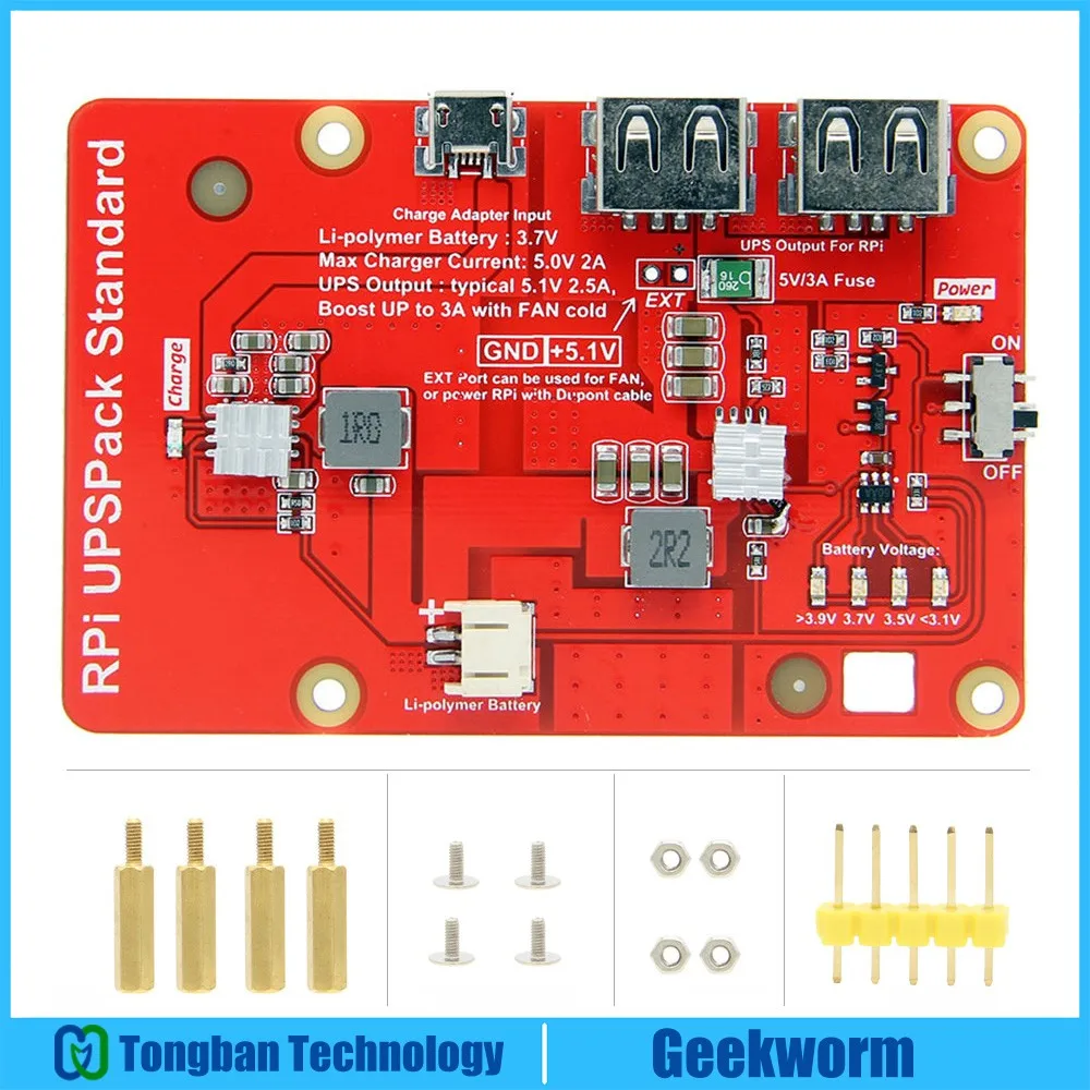 Raspberry Pi UPS Lithium Battery Expansion Board, USB Power Supply ...