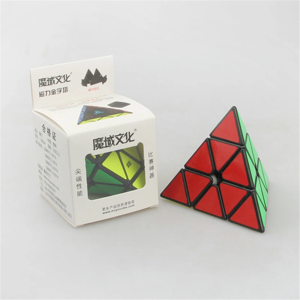 Original MoYu Magnetic Pyramid Triangle Pyraminx Magic Cube Black White ...