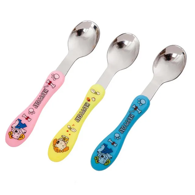 2pcs/set Cartoon Baby Spoon Children Stainless Steel Spoon Fork Boys ...