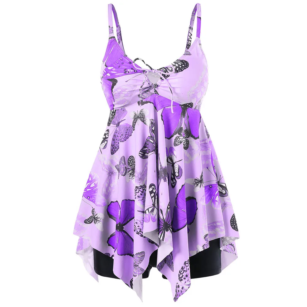 Rosegal Tankini Swimsuit Women Cami Strap Butterfly Tankini Set