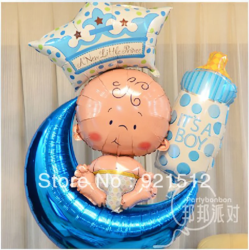 4PCS/Set 69CM Anagram Foil Balloon Baby Newborn celebration crown ...