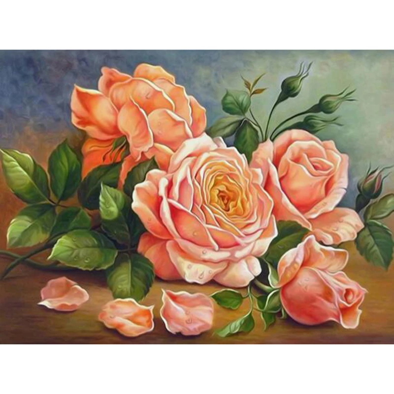 Diamond Bordir Bunga 5D DIY Diamond Lukisan Cross Stitch Peony Gambar ...