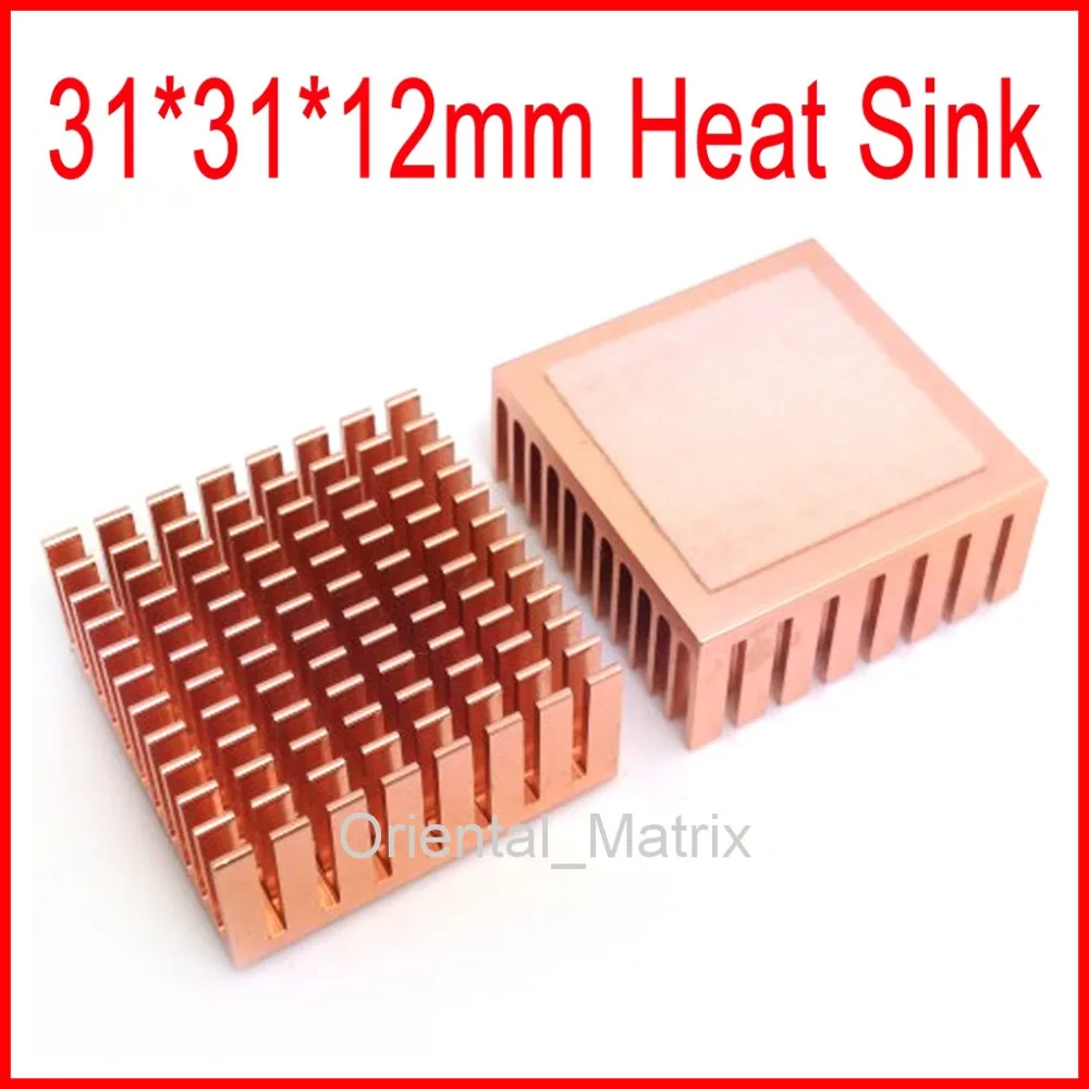Free Shipping 2pcs 31*31*12mm Copper Plating HeatSink Radiator Small ...