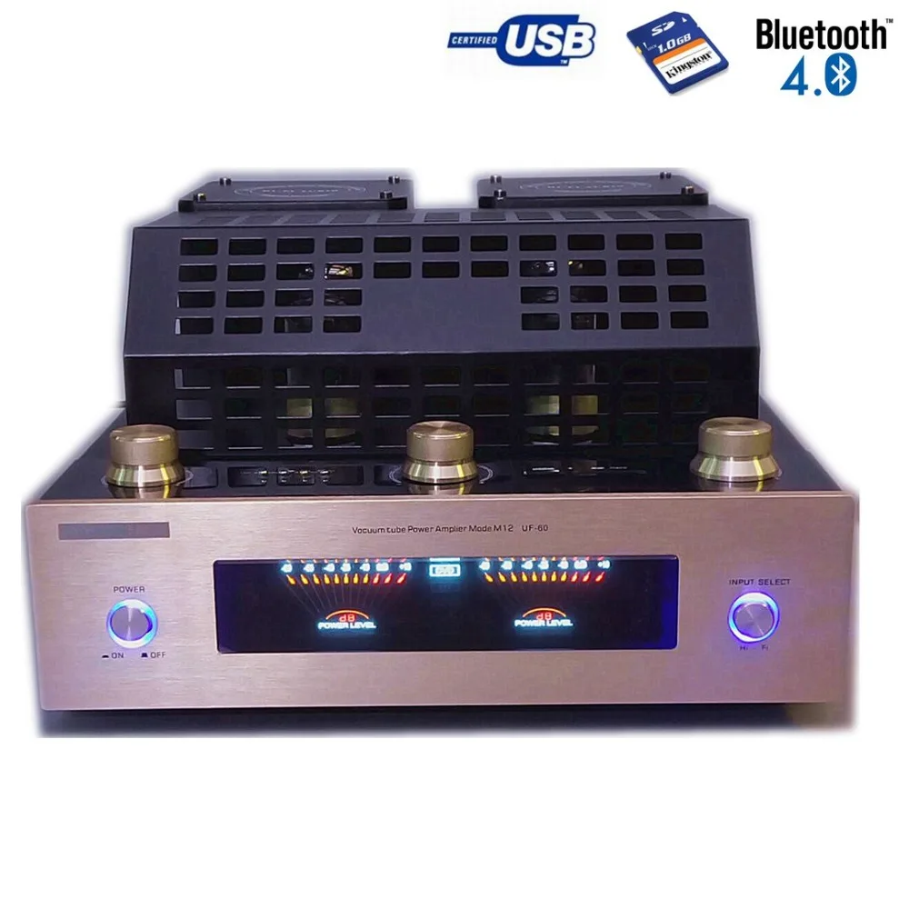BT M12 블루투스 6K3P 진공관 앰프, SD USB 무손실 음악 플레이어, HIFI 스테레오 AMP 오디오 스피커 앰프 ...