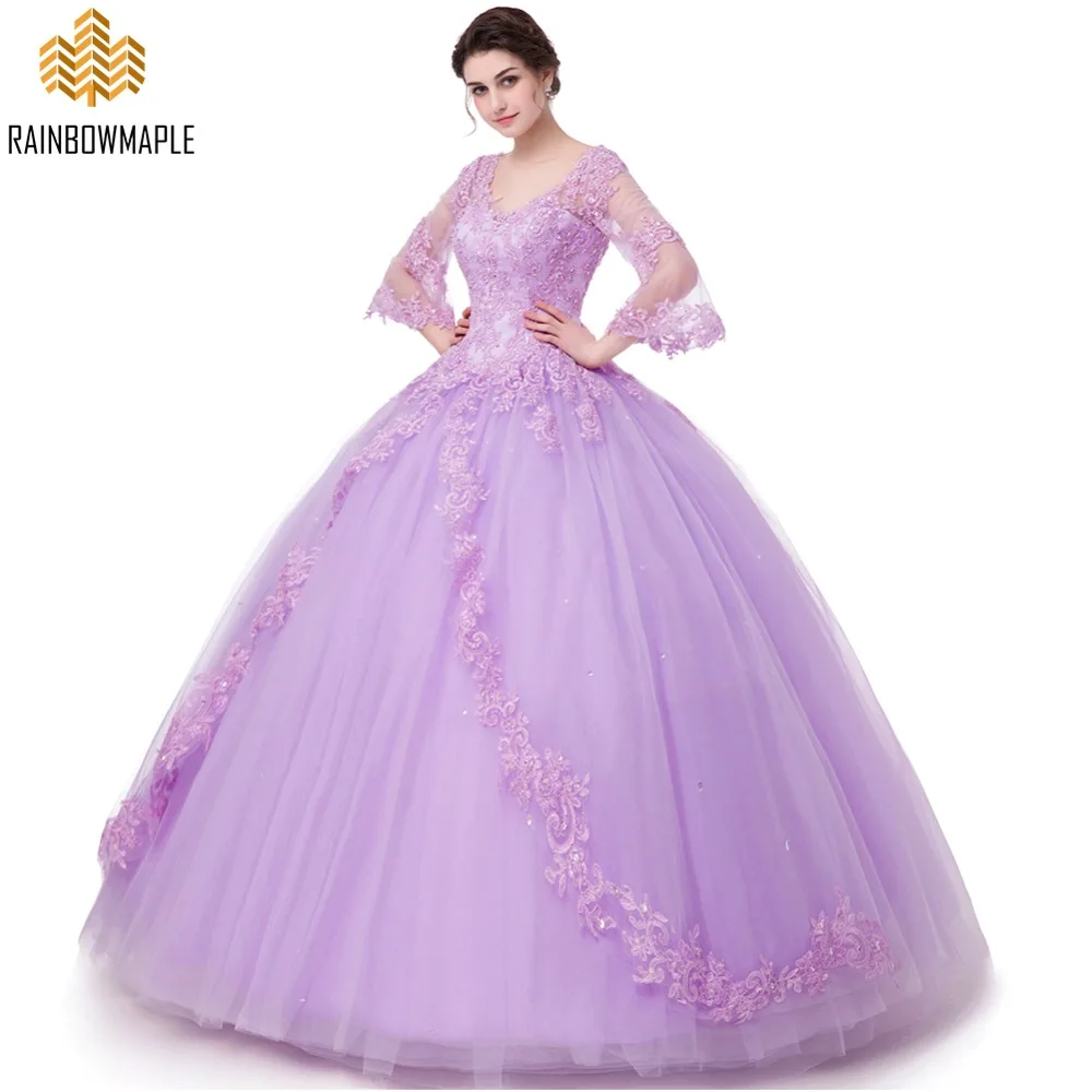 Beautiful Princess Ball Gown Prom Dresses For Juniors With Sleeves ...