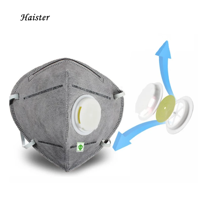 6 Pas Prevent mist haze active carbon masks pm2.5 with breathing valve ...