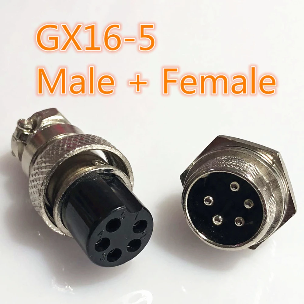 1set Gx16 5 Pin Male & Female Diameter 16mm Wire Panel Connector L73 Gx16 Circular Connector ...