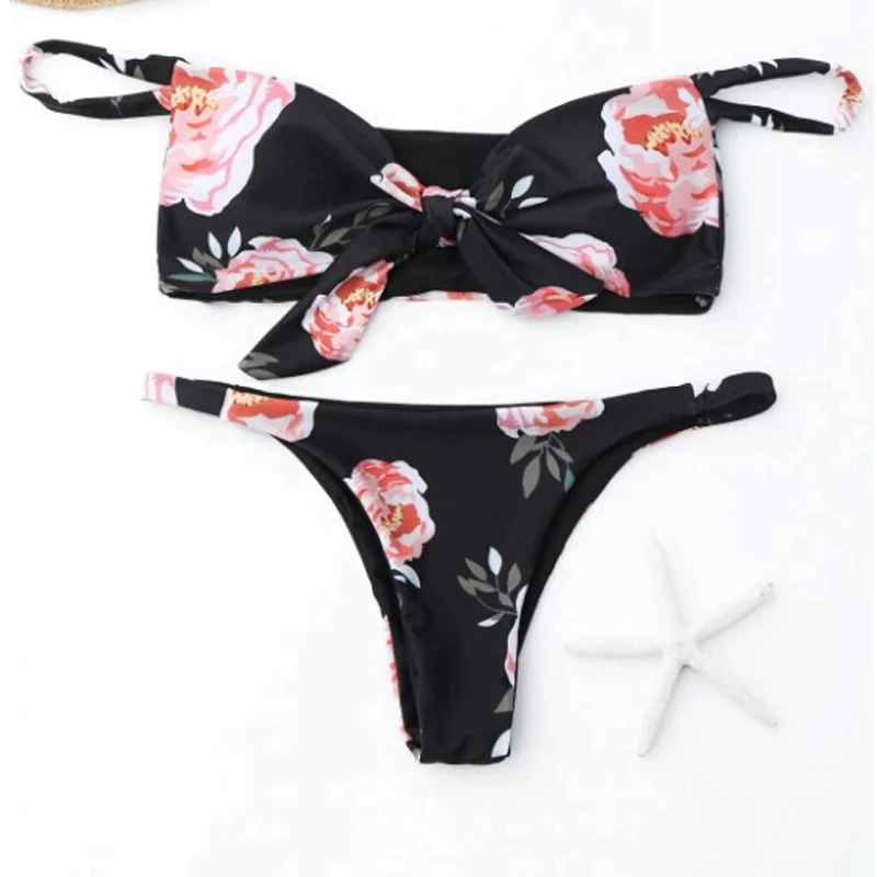 Sexy Women Swimsuits Print 2018 New Floral Push Up Bikini Set Padded