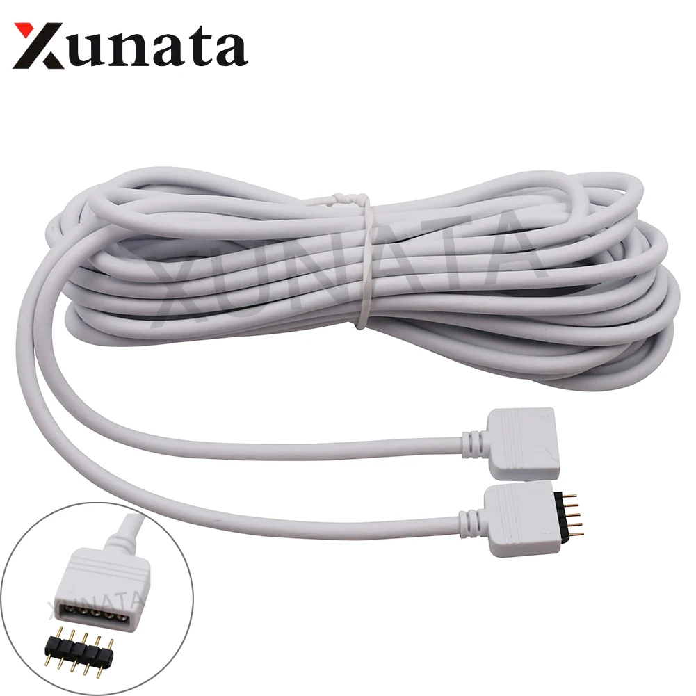 0.3m 1m 2.5m 5m 5 Pin RGBW Led connector with extension cable wire LED ...