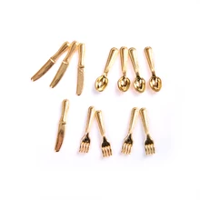 11/12Pcs/set Vintage Dollhouse Miniatures Tableware Mini Cutlery Knife ...