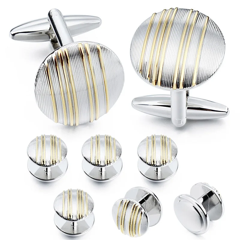 HAWSON Classic Mental Round Shape Men's cufflinks and Studs Set for Men ...