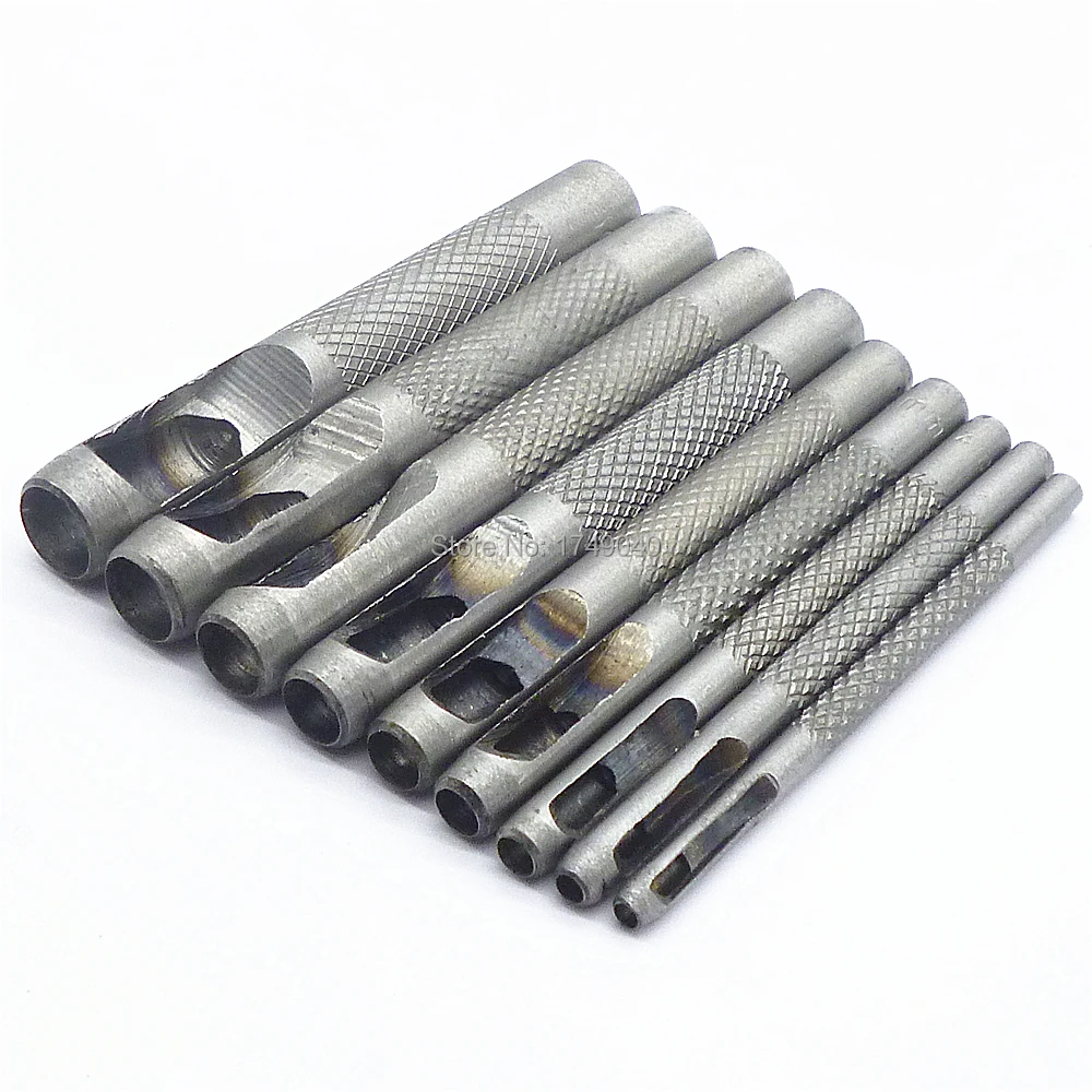 9pc Hole Punch Leather Belt Gasket Craft Metal Rubber Cutter Tools 2 ...