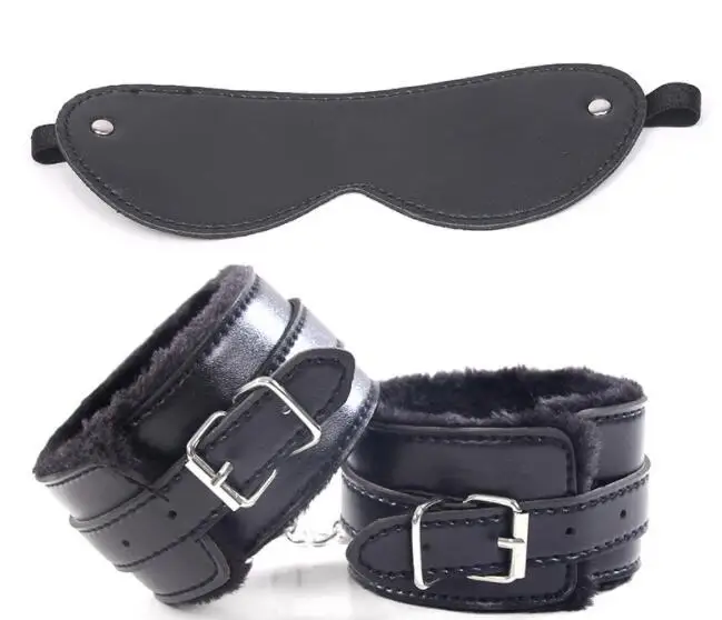 새로운 섹시한 조절 Pu 가죽 봉제 수갑 발목 커프 및 마스크 본디지 섹스 토이 구속 섹스 본디지 이국적인 액세서리개그