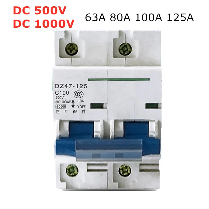 2p Dc 1000v 500v Solar Mini Circuit Breaker 63a/80a/100a/125a Dc1000v Dc500v Dc Mcb - Circuit ...