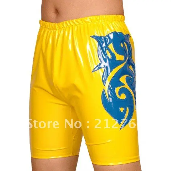 Yellow Shiny Metallic PVC Shorts Skin Tights|tight sexy shorts|tight ...