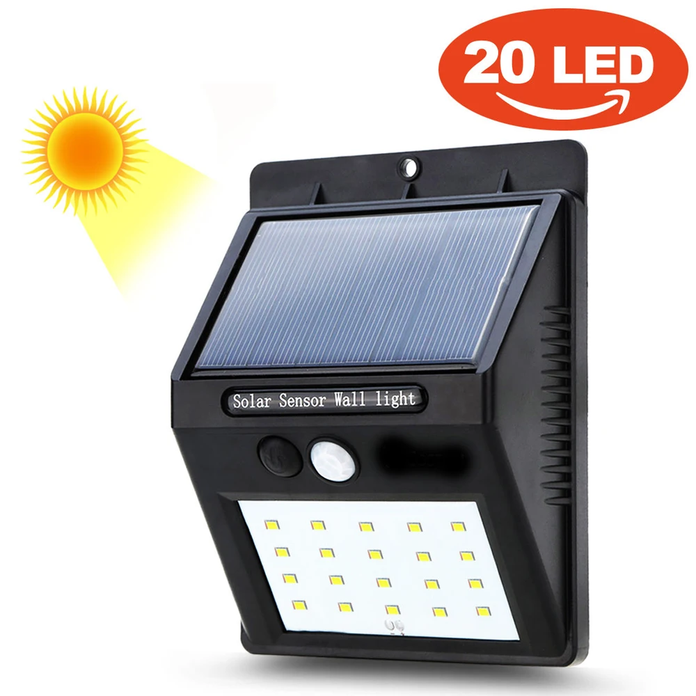 20 LED Solar Power PIR Motion Sensor Garden pathway Security lights ...