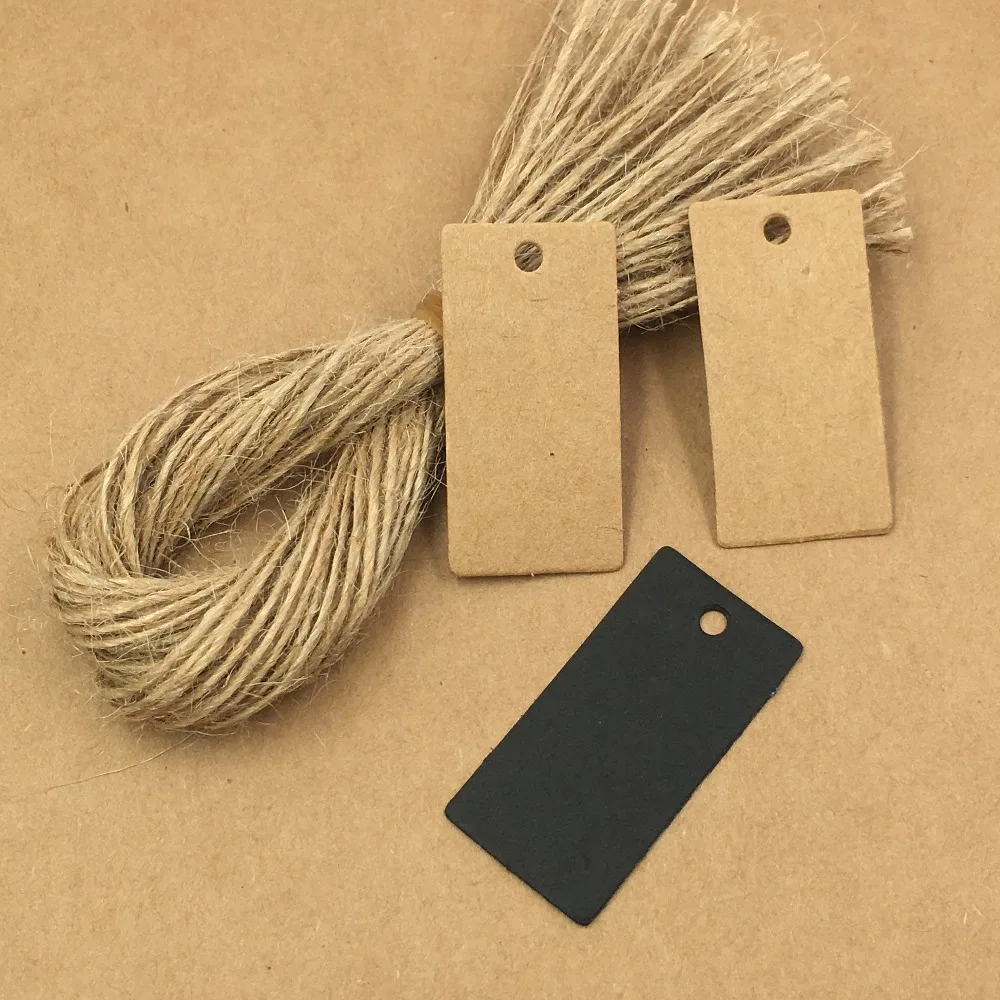 4x2cm Natural Blank Paper Tags With Hemp Strings for Gift Bags Packing ...