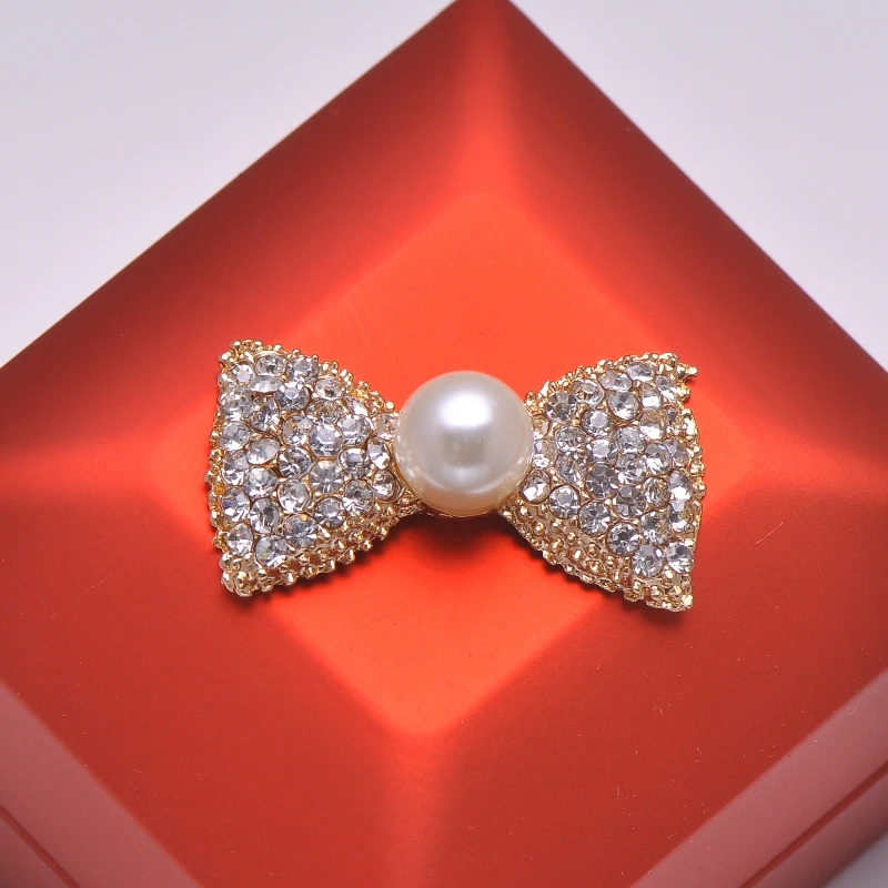 (L0845) 20pcs/lot, metal bow shape rhinestone button,35mmx19mm,light ...