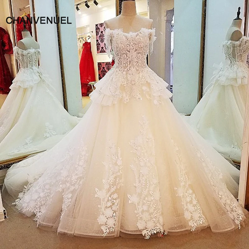 LS85679 alibaba China bridal gowns ball gown lace up back short sleeves ...
