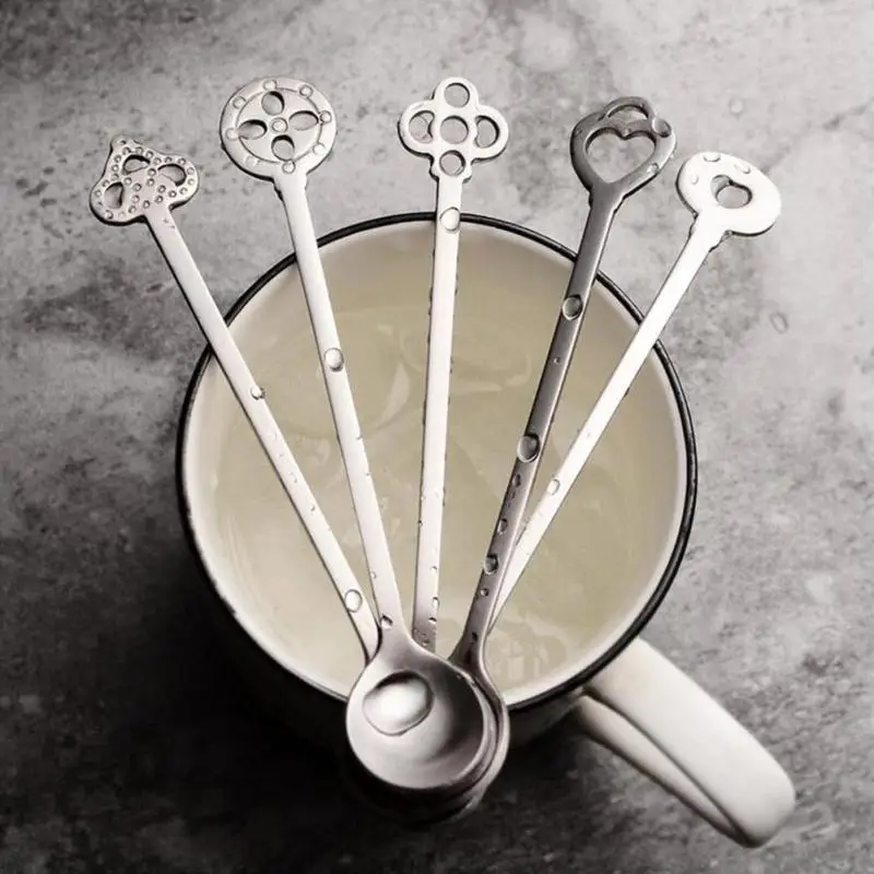 1 Pcs New Creative Stainless Steel Coffee Stir Spoon Six Style Coffee ...