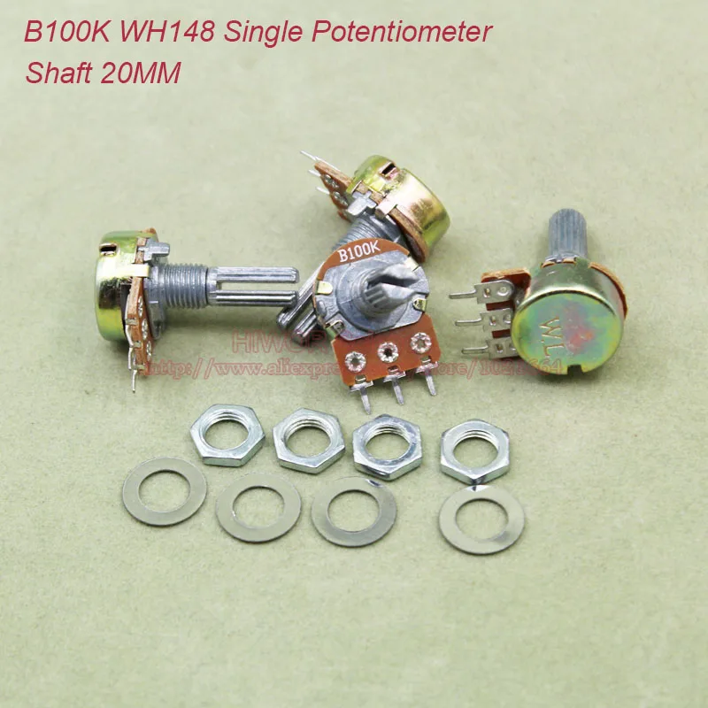 (10pcs/lot) B100K 100K OHM 100KOhm WH148 Linear Single Rotary ...