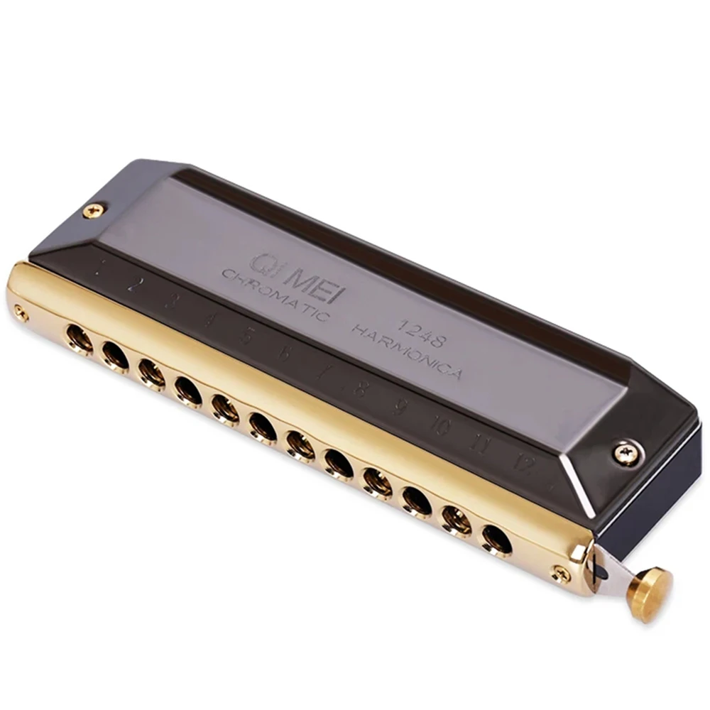 Qimei-Chromatic-Harmonica-12-Holes-Harp-Mouth-Organ-Instrument-ABS-Comb ...