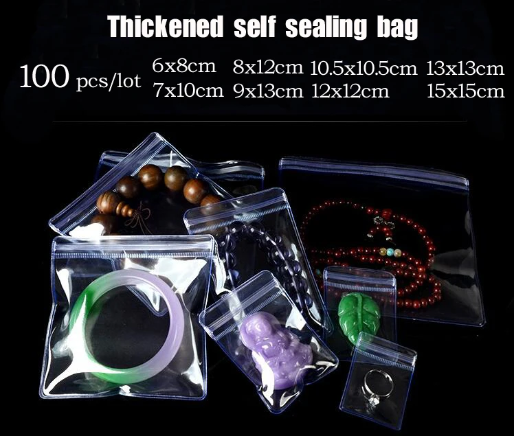 100 Pcs/lot Transparent Pvc Soft Plastic Bags Thicken Zipper Lock Clear ...
