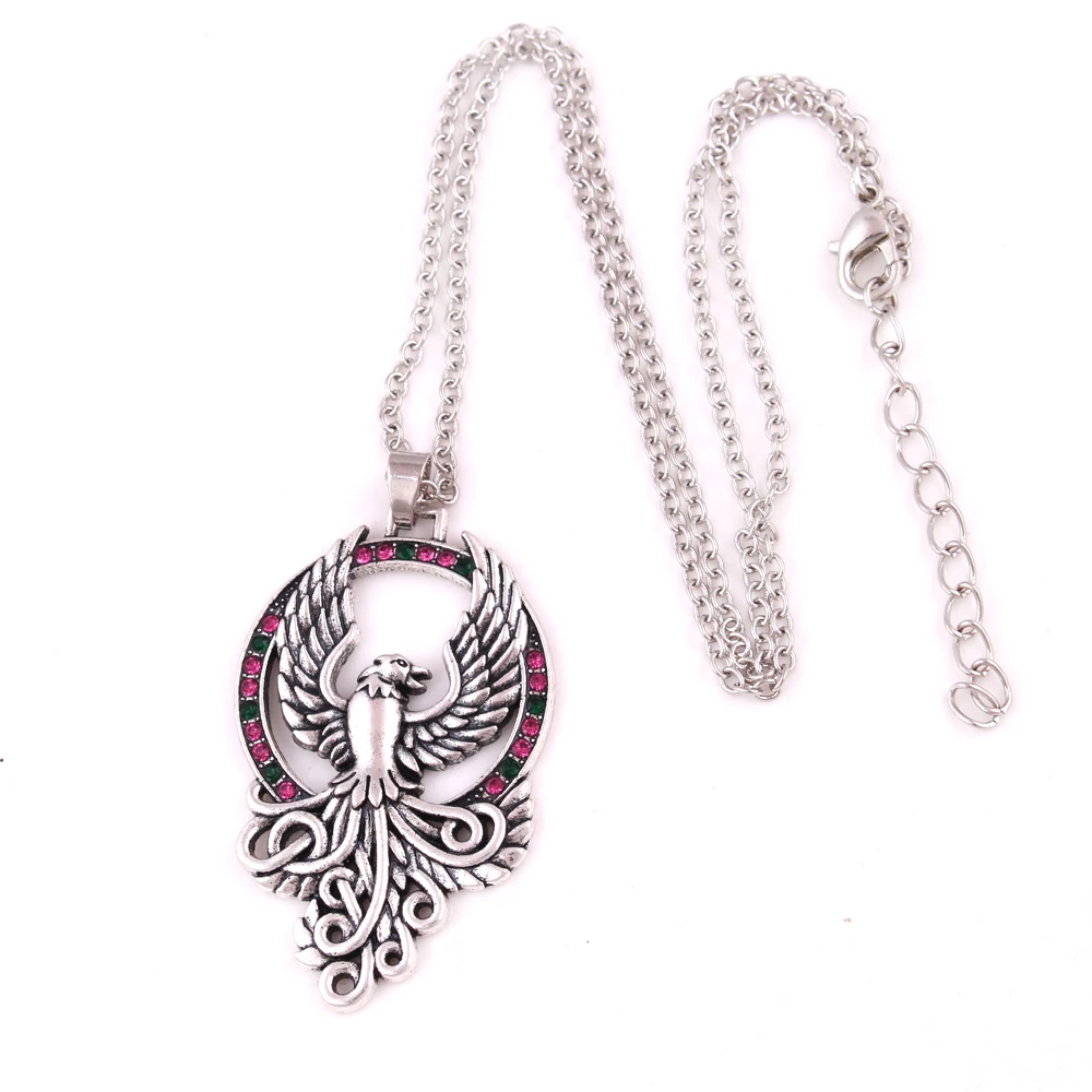 Antique-Silver-PHOENIX-Rising-Pendant-Majestic-Solar-FIRE-BIRD-amulet ...