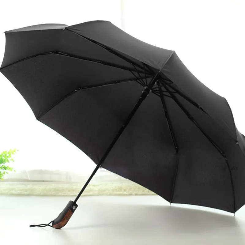 Купить три складной зонтик дождь с деревянной ручкой прочный каркас ...
