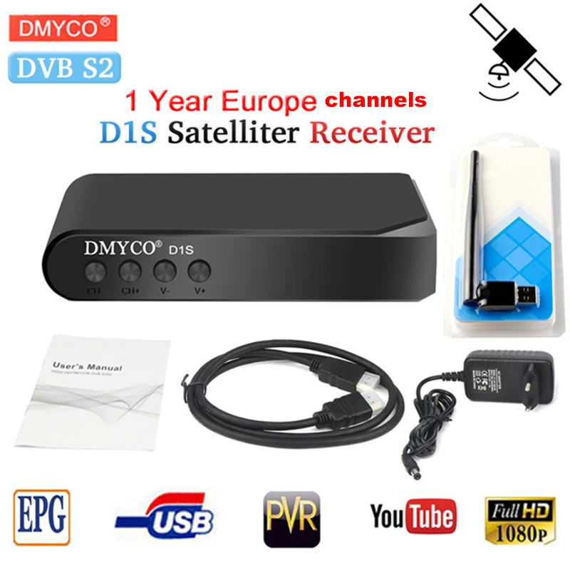 mini dvb s2 receiver digital satellite D1S HD Receptor Satellite TV ...