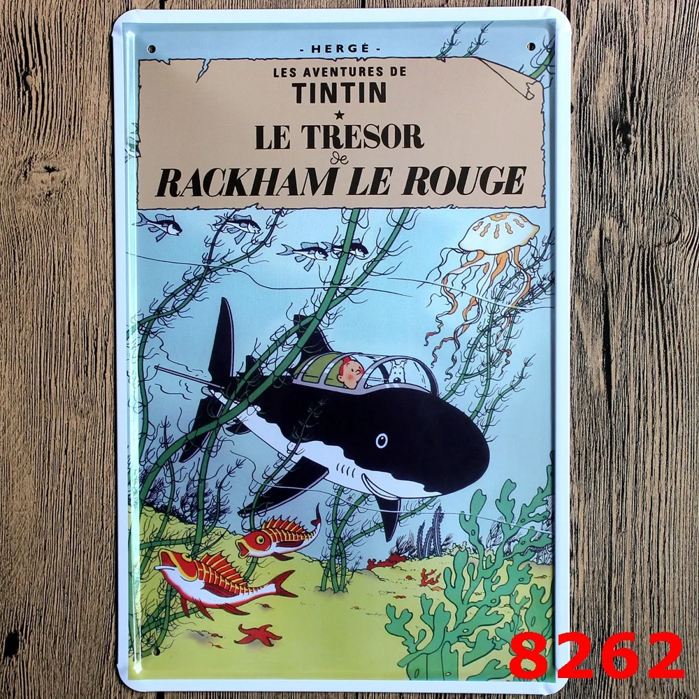 20x30cm Tintin rackham le Vintage Home Decor Tin Sign for Cinima Wall ...