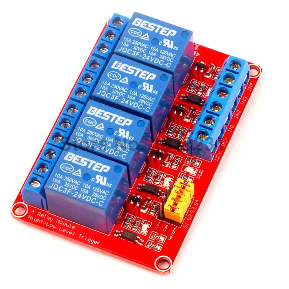 1PCS 4 Channel 24V Relay Module 4 Channel Module High and Low Trigger ...