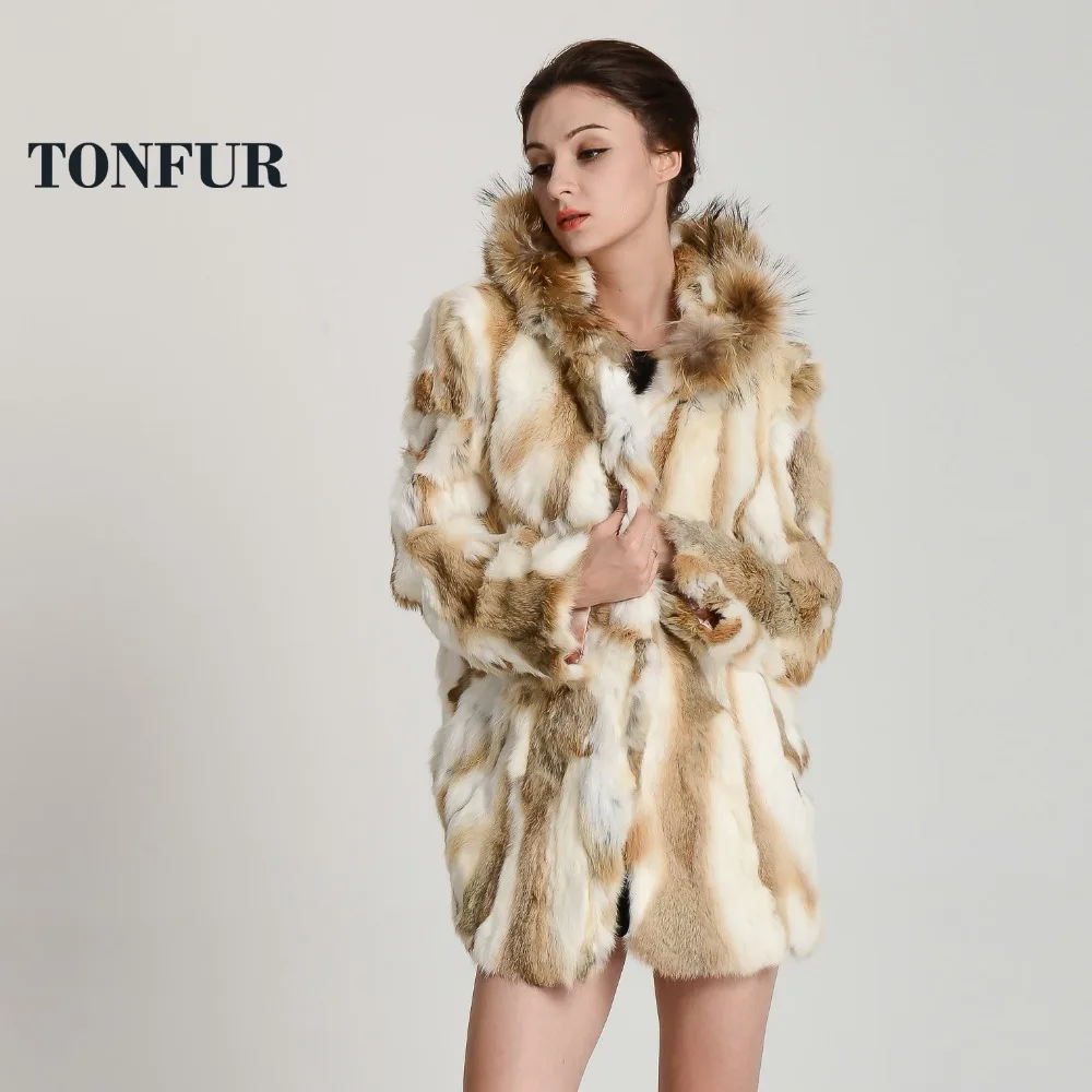 New Fashion Free Shipping Women New Real Natural Rabbit fur Coat with ...