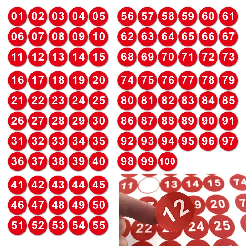 1-100 stickers round number black digital sticker label label ...