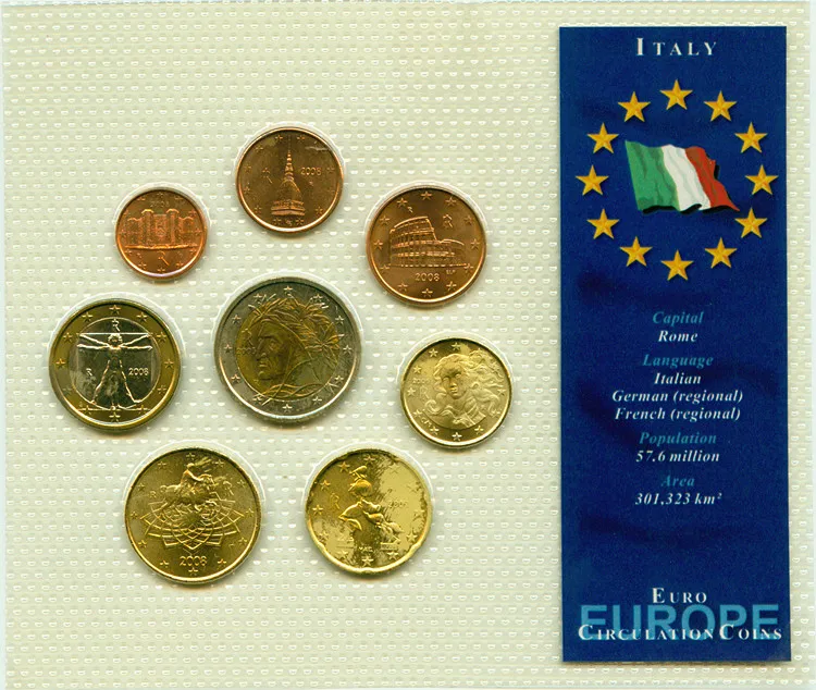Set 8Pcs Italy Coins Set EU European 100% Real and Original Coin for ...