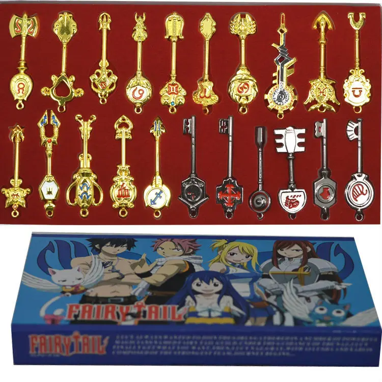 21pcs-set-Fairy-Tail-Lucy-Key-Keychain-Pink-Tattoo-Heartfilia-Sign-of ...