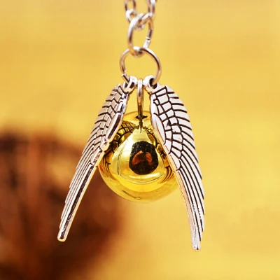 HP Golden Snitch pendant necklace Quidditch vintage silver fether wings ...