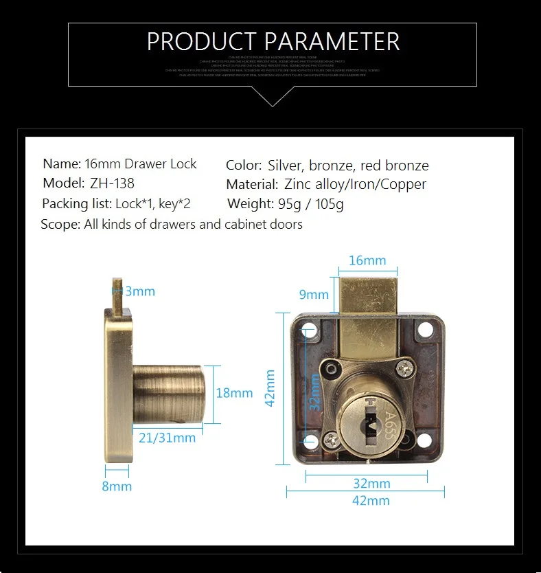 1 шт. замок для офисного ящика, размер отверстия 18 мм, замок для шкафа ...