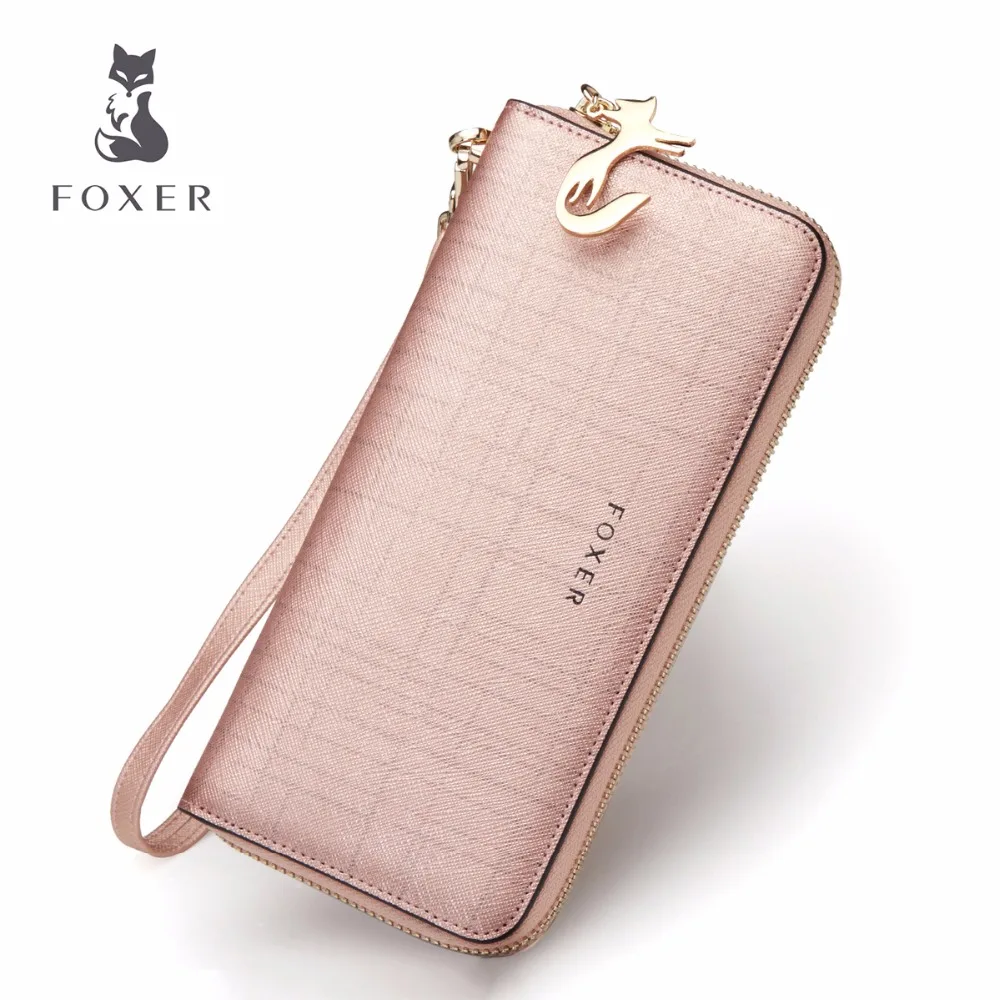 FOXER Brand Women Leather Wallets with Wristle Luxury Female Purse ...