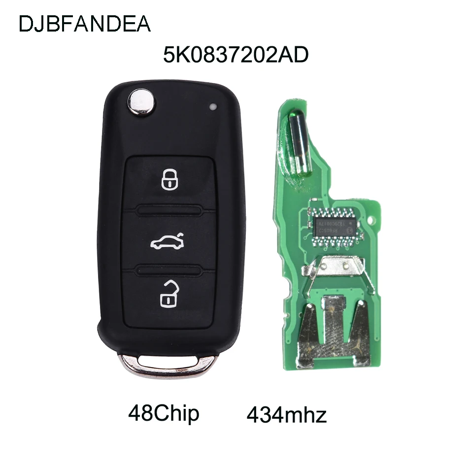 Djbfandea 5k0 837 202 Ad Remote Key For Vw/volkswagen 5k0837202ad ...