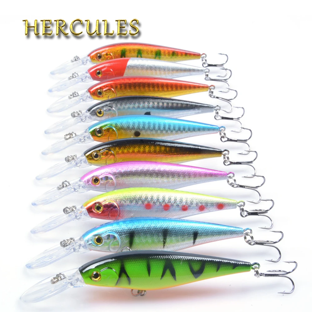 Hercules 10pcs Minnow Fishing Lure 11cm 10.5g Aritificial Wobblers Hard Plastic Baits Diving 2.5 ...