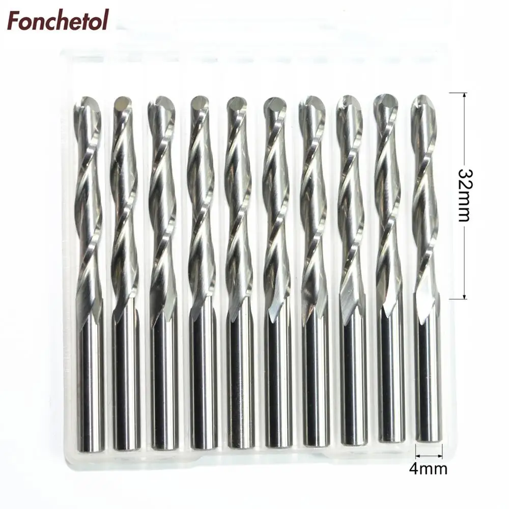 4mm*32mm 10pcs CNC solid carbide End Mill,2 flutes ball nose router bit ...